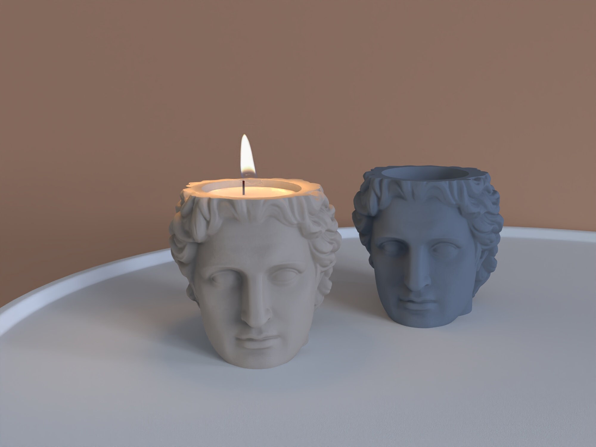 Concrete Cement Head Planter Molds Candle Cup Molds Silicone - Etsy ...