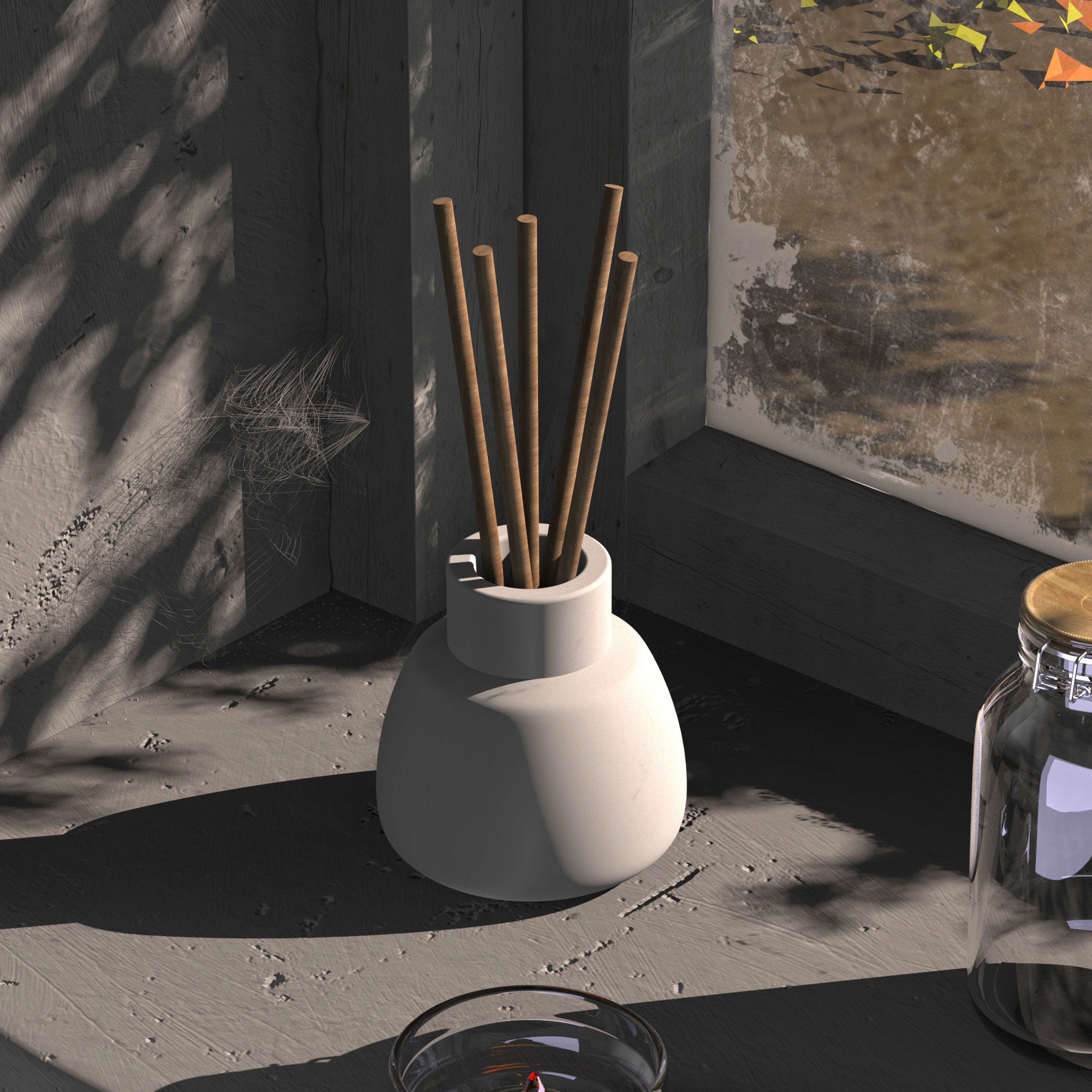 Chubby Fragrance Reed Sticks Jar Concrete Mold,diffusers Bottle ...