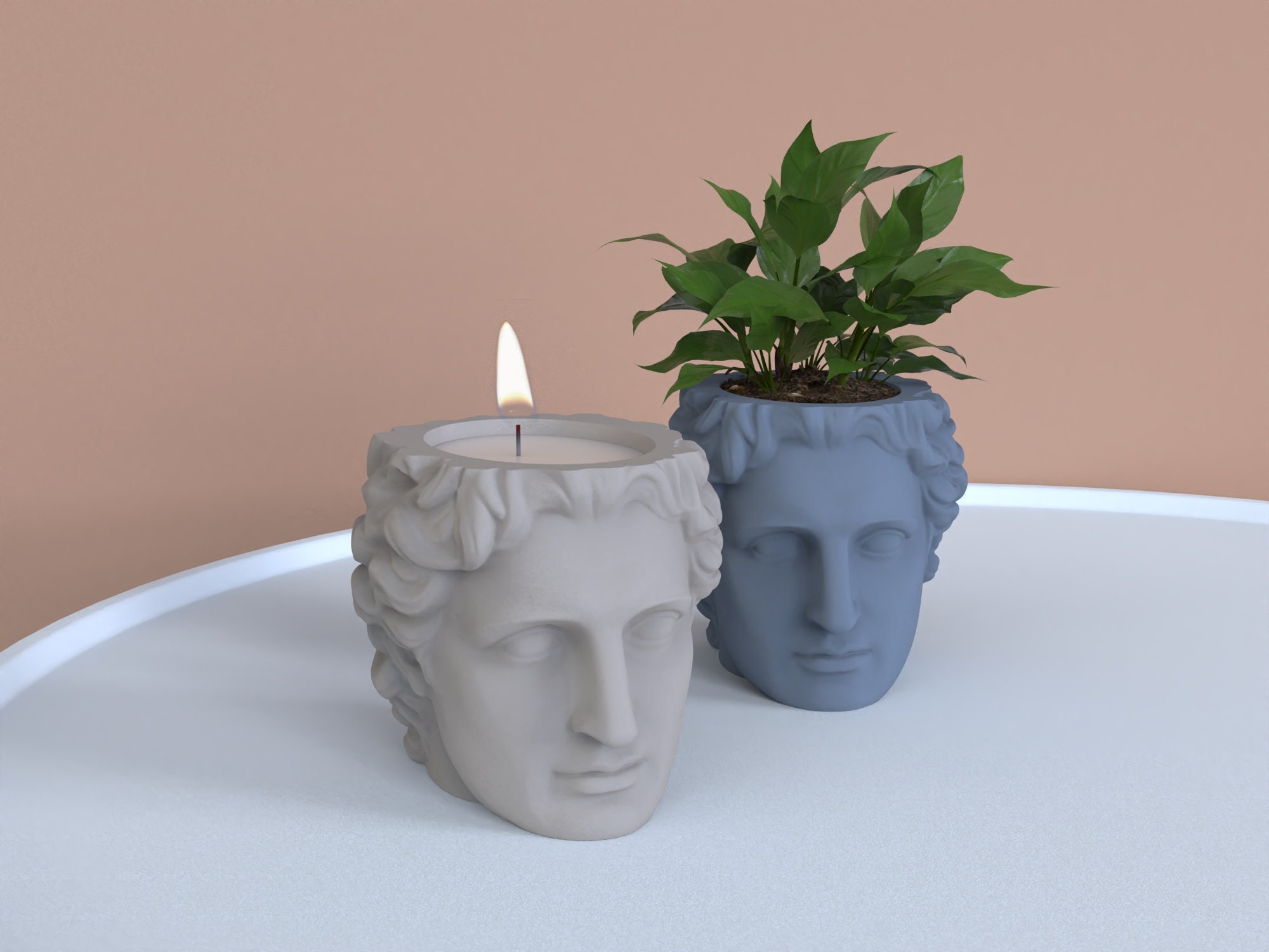 Concrete Cement Head Planter Molds Candle Cup Molds Silicone - Etsy ...