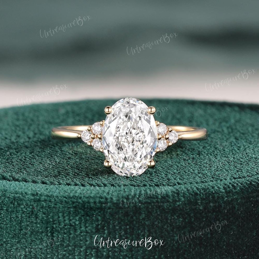 2.0ct Oval Cut Lab Grown Diamond Engagement Ring Yellow Gold IGI Certified Diamond Ring Promise ...