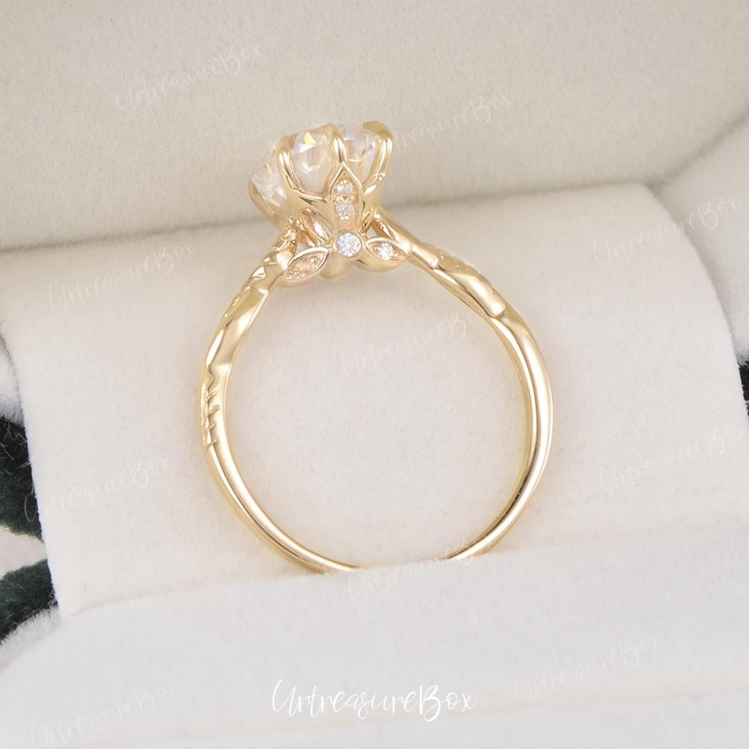 Peekaboo Oval Moissanite Engagement Ring Twisted Infinity Wedding Ring ...