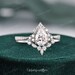 Cluster Moissanite Engagement Ring Set Vintage White Gold Pear ...