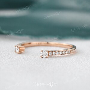 Rose Gold Open Ring Vintage Unique Open Wedding Band Women Straight ...