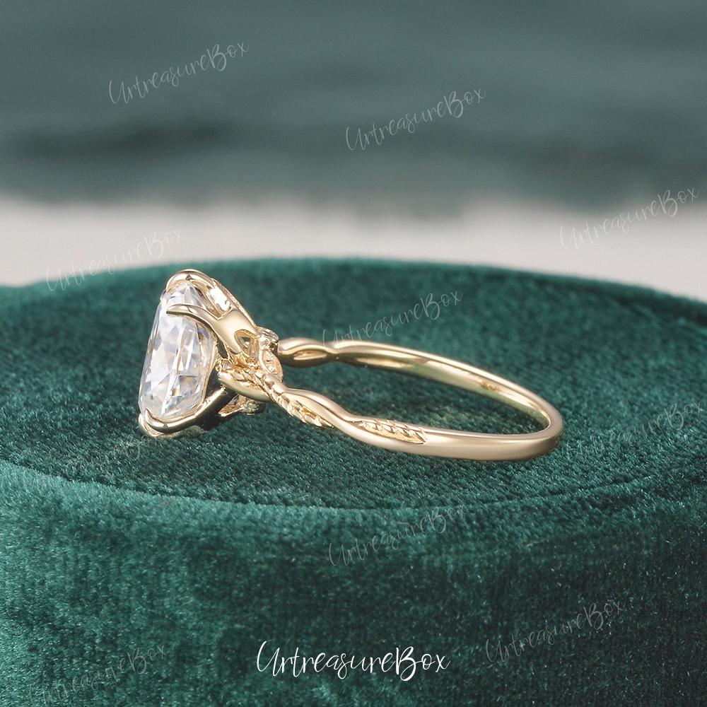 Peekaboo Oval Moissanite Engagement Ring Twisted Infinity Wedding Ring ...