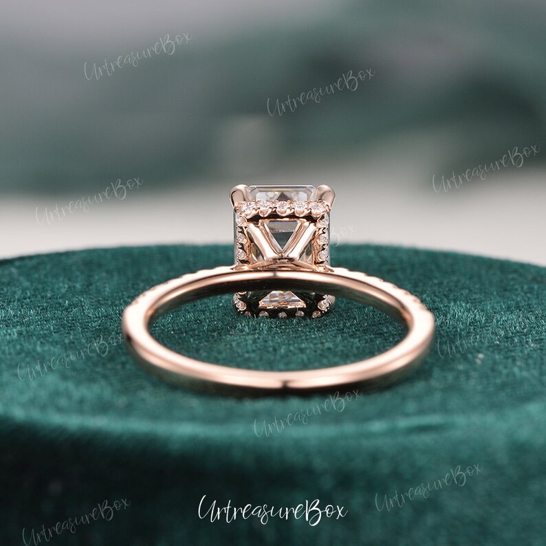 2 5ct Emerald Cut Moissanite Engagement Ring Rose Gold Hidden Etsy