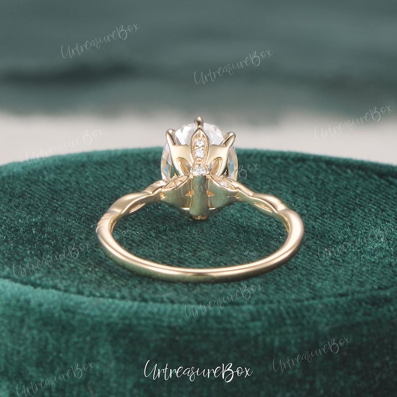 Peekaboo Oval Moissanite Engagement Ring Twisted Infinity Wedding Ring ...