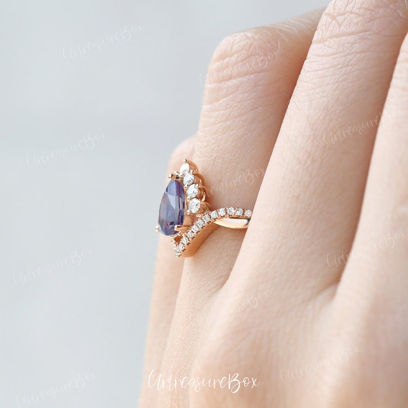 Infinity Ring Lab Alexandrite Engagement Ring Vintage Rose - Etsy