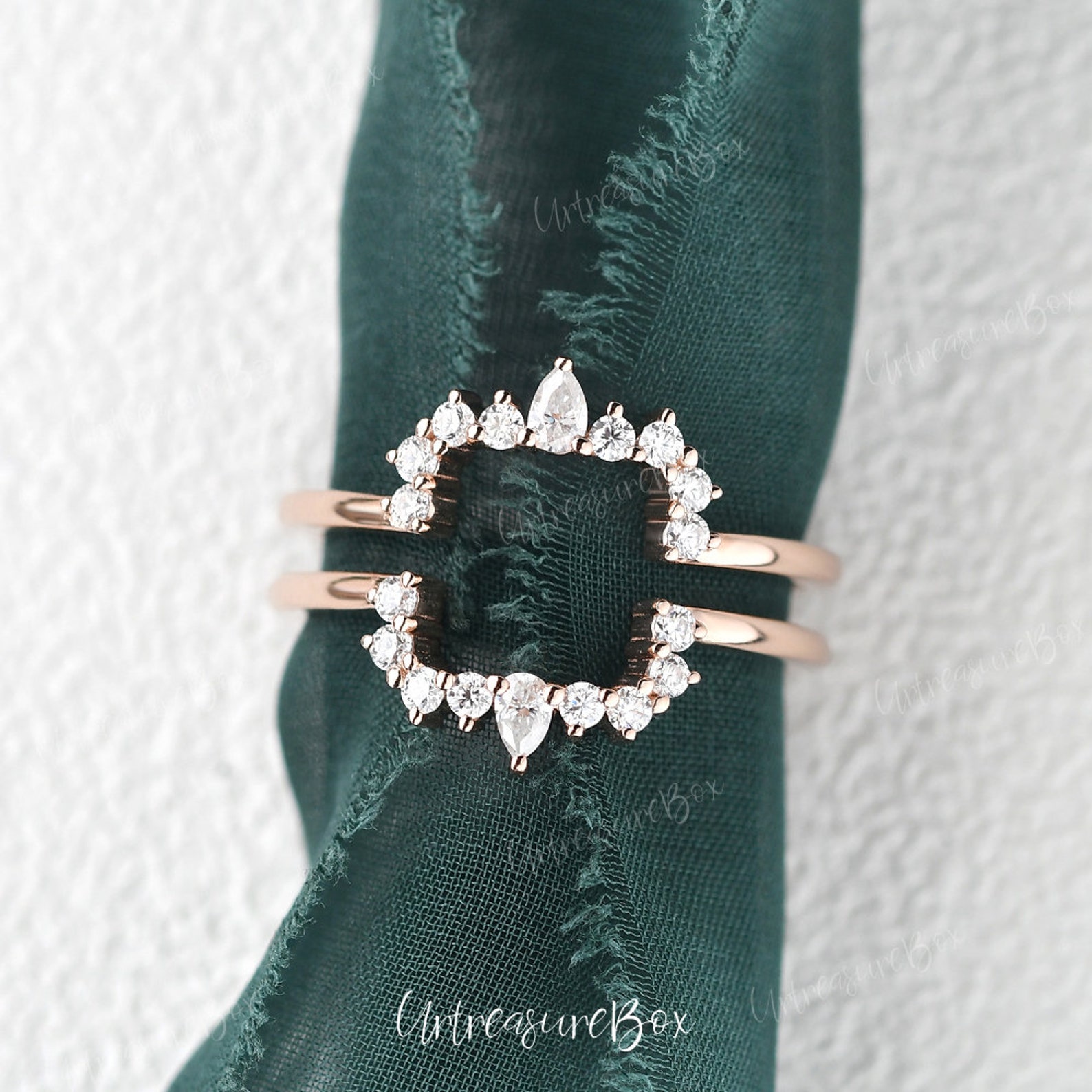 Double Wedding Bands 14k Rose Gold Ring Custom Wedding Band - Etsy