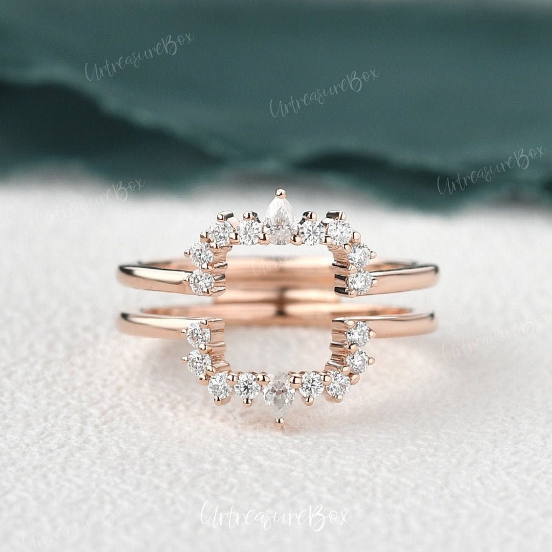 Double Wedding Bands, 14k Rose Gold Ring, Custom Wedding Band, Cage ...