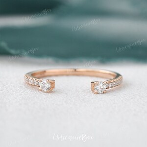 Rose Gold Open Ring Vintage Unique Open Wedding Band Women Straight ...