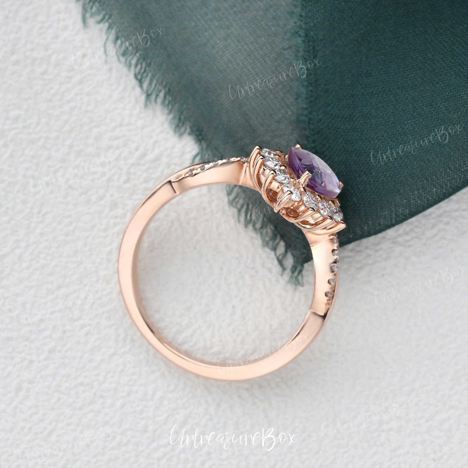 Infinity Ring Lab Alexandrite Engagement Ring Vintage Rose - Etsy