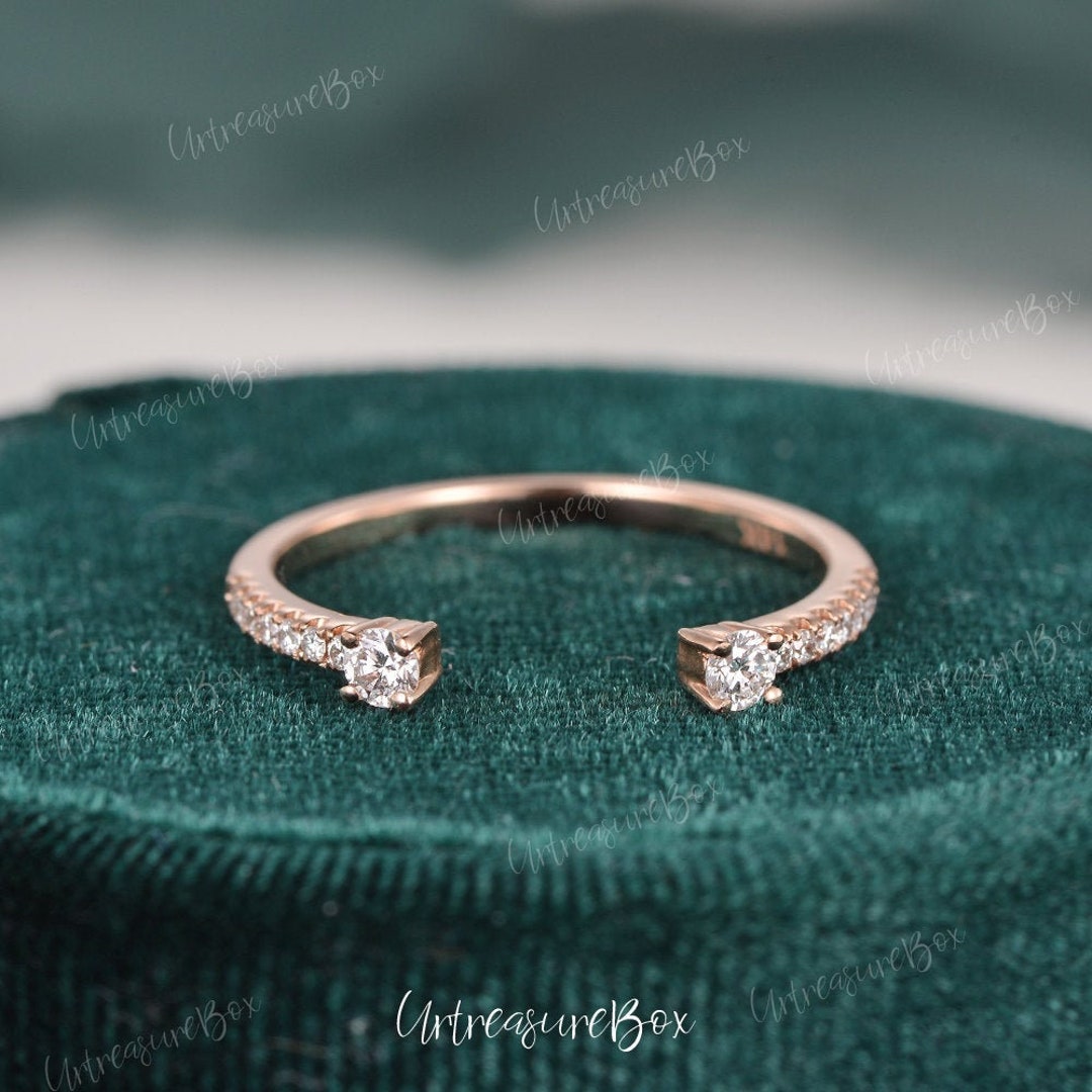 Rose Gold Open Ring Vintage Unique Open Wedding Band Women Straight ...