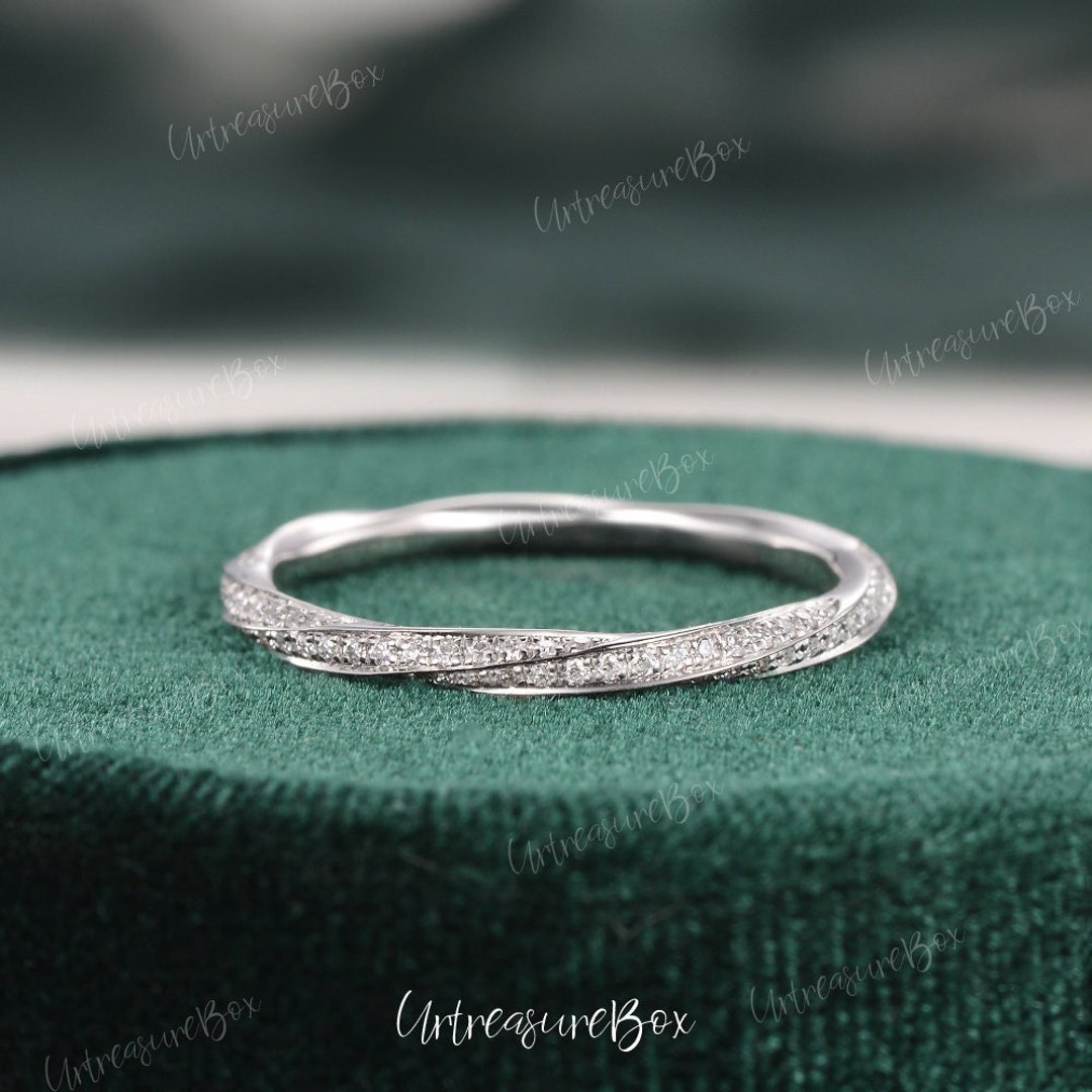 Twist Wedding Band Diamond Wedding Bands Women Vintage Twist Diamond ...