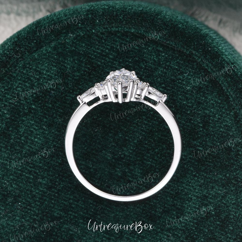 1ct Marquise Cut Lab Grown Diamond Engagement Ring White Gold Wedding ...