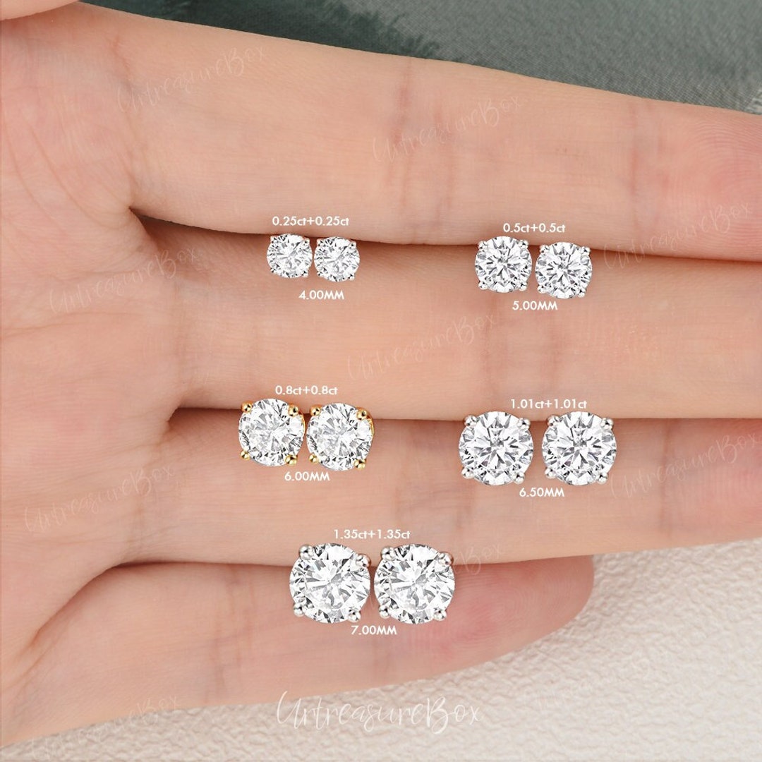 Lab Grown Diamond Earrings Gold Rond Cut EF/VS Lab Diamond Wedding ...