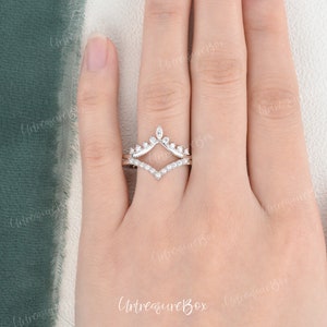 Double Chevron Wedding Band Pearl V Shaped Wedding Ring Enhancer Yellow ...