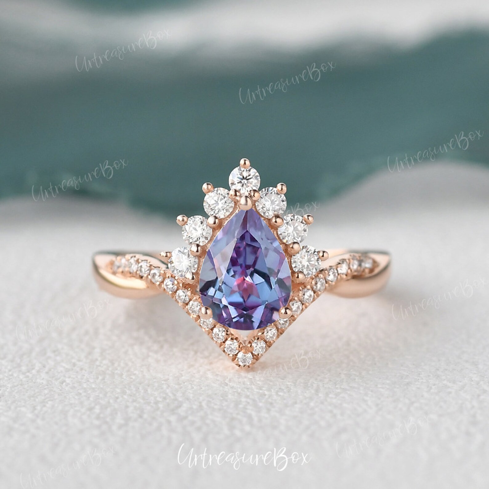 Infinity Ring Lab Alexandrite Engagement Ring Vintage Rose - Etsy