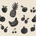 Stamp-style Fruit Clipart • 12 Hand Drawn Digital Images • Png, Black ...