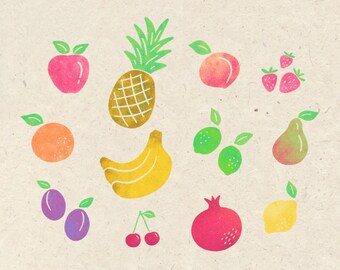 Stamp-style Vegetable Clipart 12 Hand Drawn Digital Images - Etsy