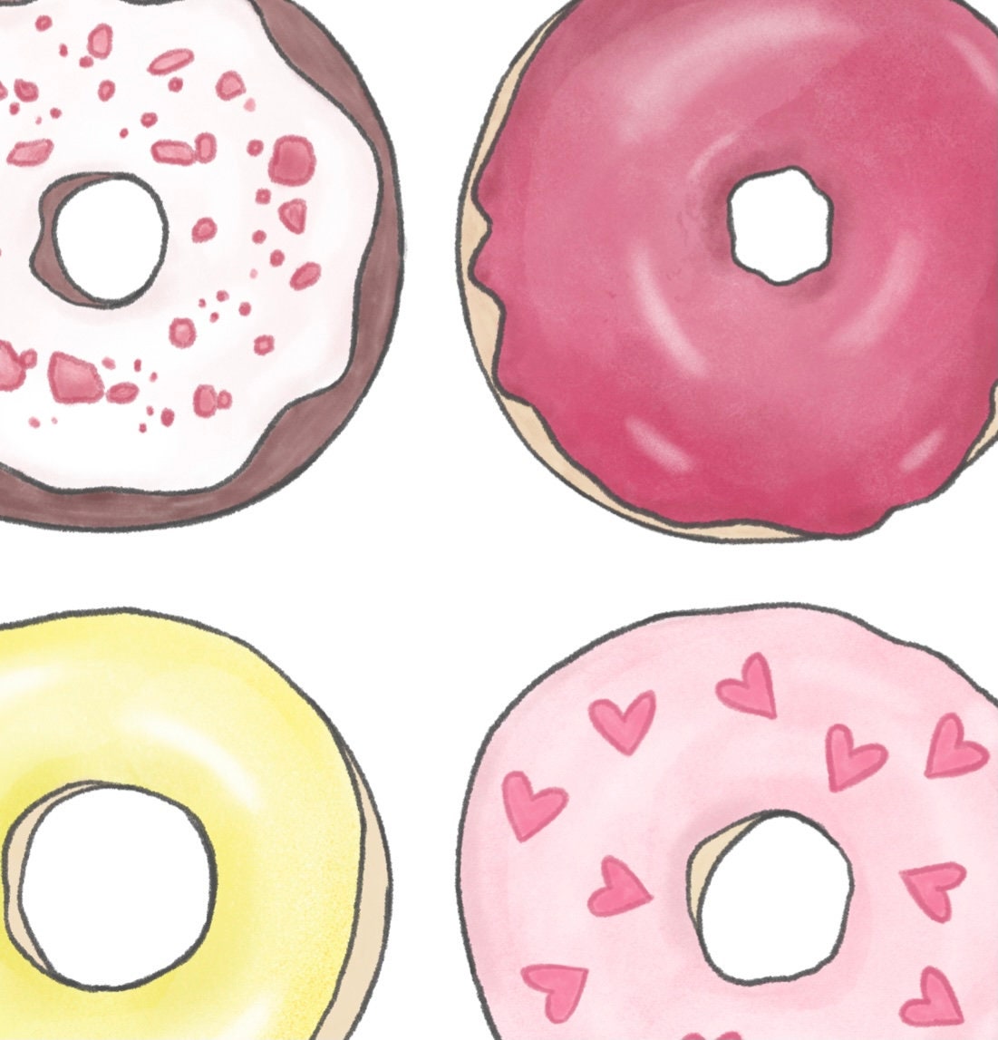 Donuts Clipart • 12 Hand Drawn Digital Images • Png, Donut, Dessert ...
