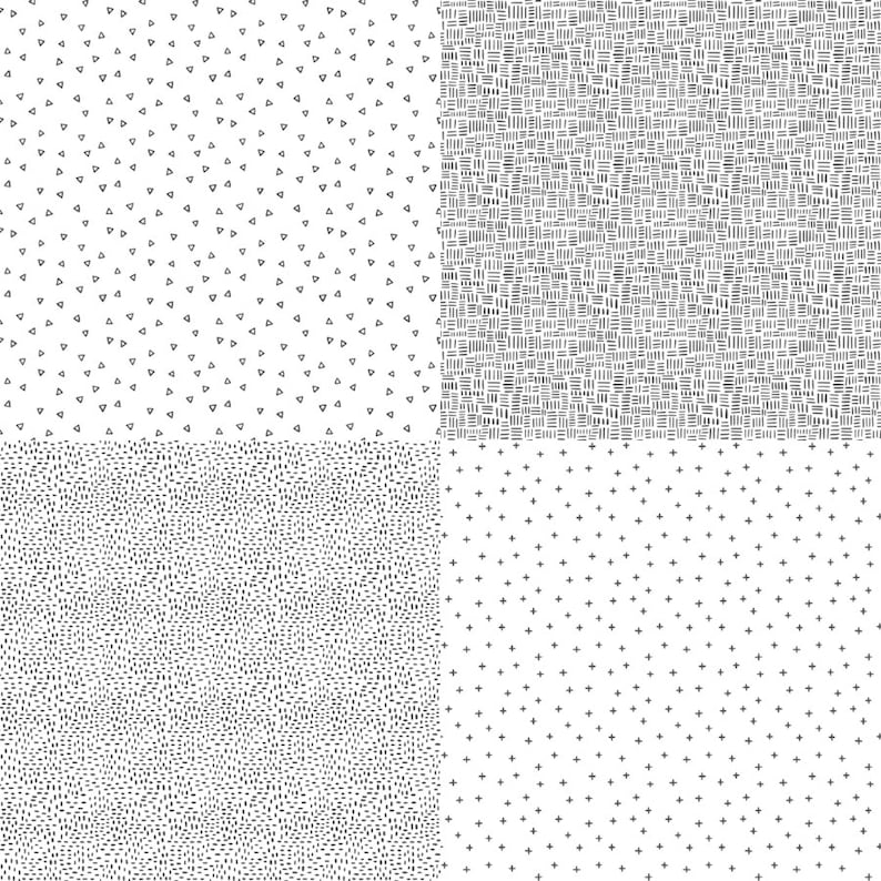 Black & White Doodles • 8 Hand Drawn Seamless Digital Papers ...