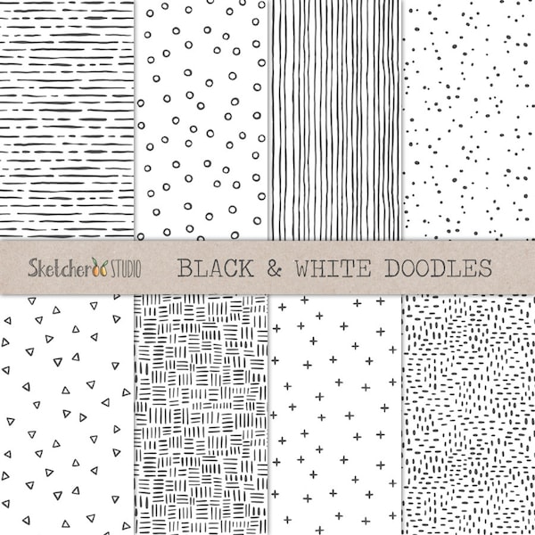 Black and White Digital Papers - Etsy