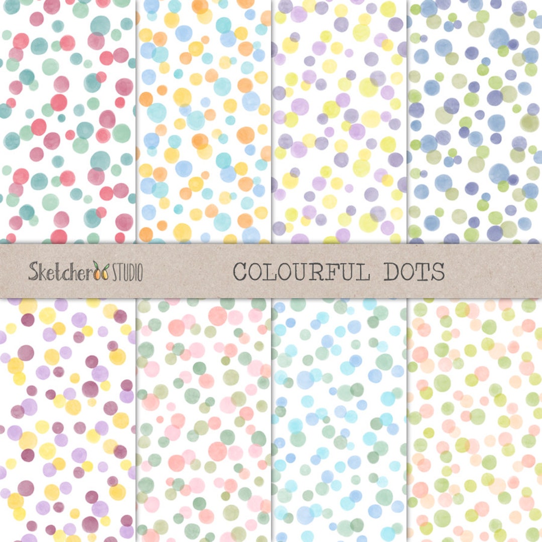 Colourful Dots • 8 Hand Drawn Seamless Digital Papers • Confetti ...