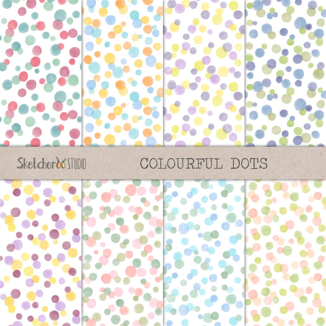 Colourful Dots 8 Hand Drawn Seamless Digital Papers - Etsy