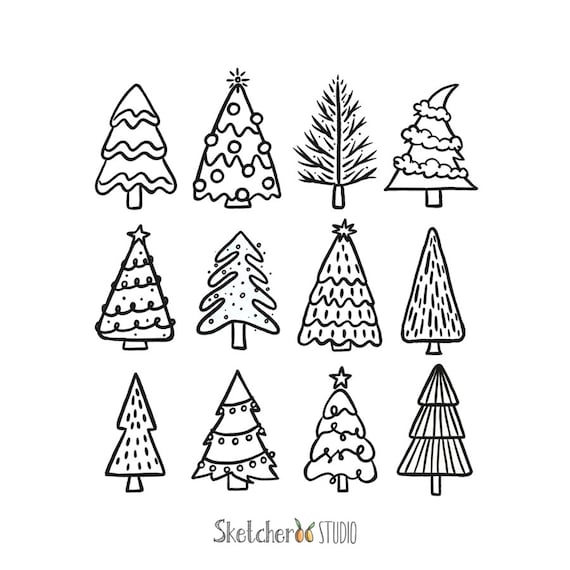 Clip Art Christmas Tree Black And White