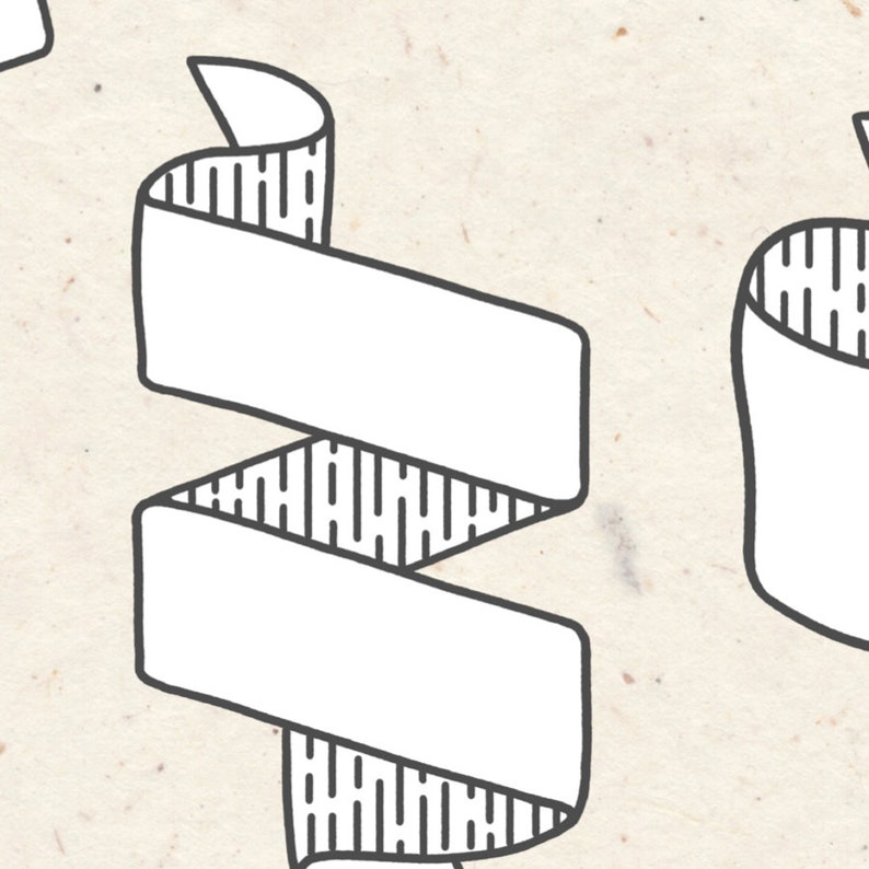 Ribbon Banner Clipart • 12 Hand Drawn Digital Images • Png, Banners ...