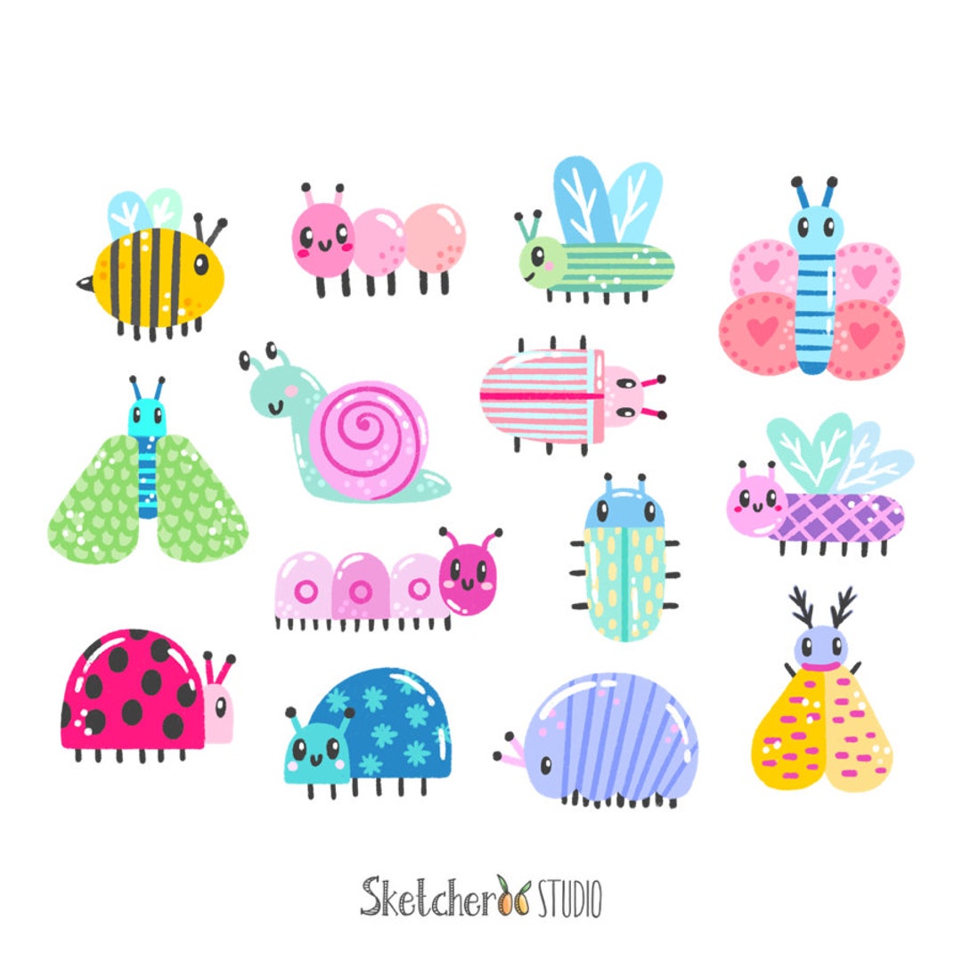 Cute Bugs Clipart • Hand-drawn Insect PNG Images (digital Download) - Etsy