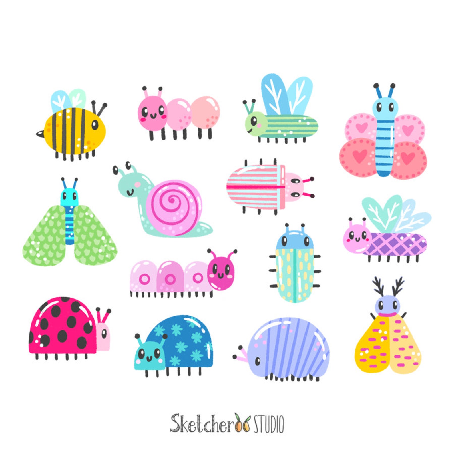 Cute Bugs Clipart • Hand-drawn Insect PNG Images (digital Download) - Etsy