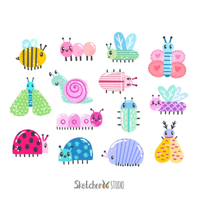Cute Bugs Clipart - Etsy