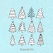 Christmas Tree Clipart, Black & White • 12 Hand Drawn Digital Images ...
