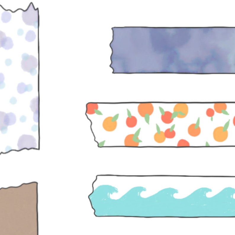 Washi Tape Clipart • 20 Hand Drawn Digital Images • png, Stationery ...