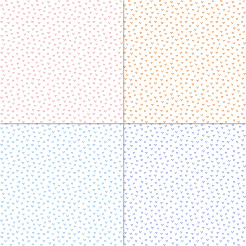 Rainbow Hearts • 16 Hand Drawn Seamless Digital Papers • Heart, Love ...