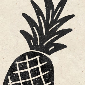 Stamp-style Fruit Clipart • 12 Hand Drawn Digital Images • Png, Black ...