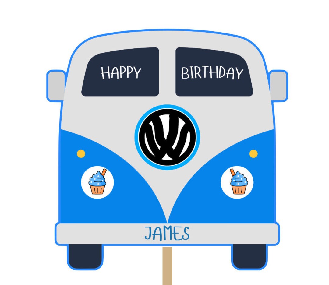 Personalised Camper Van Cake Topper Blue - Etsy UK