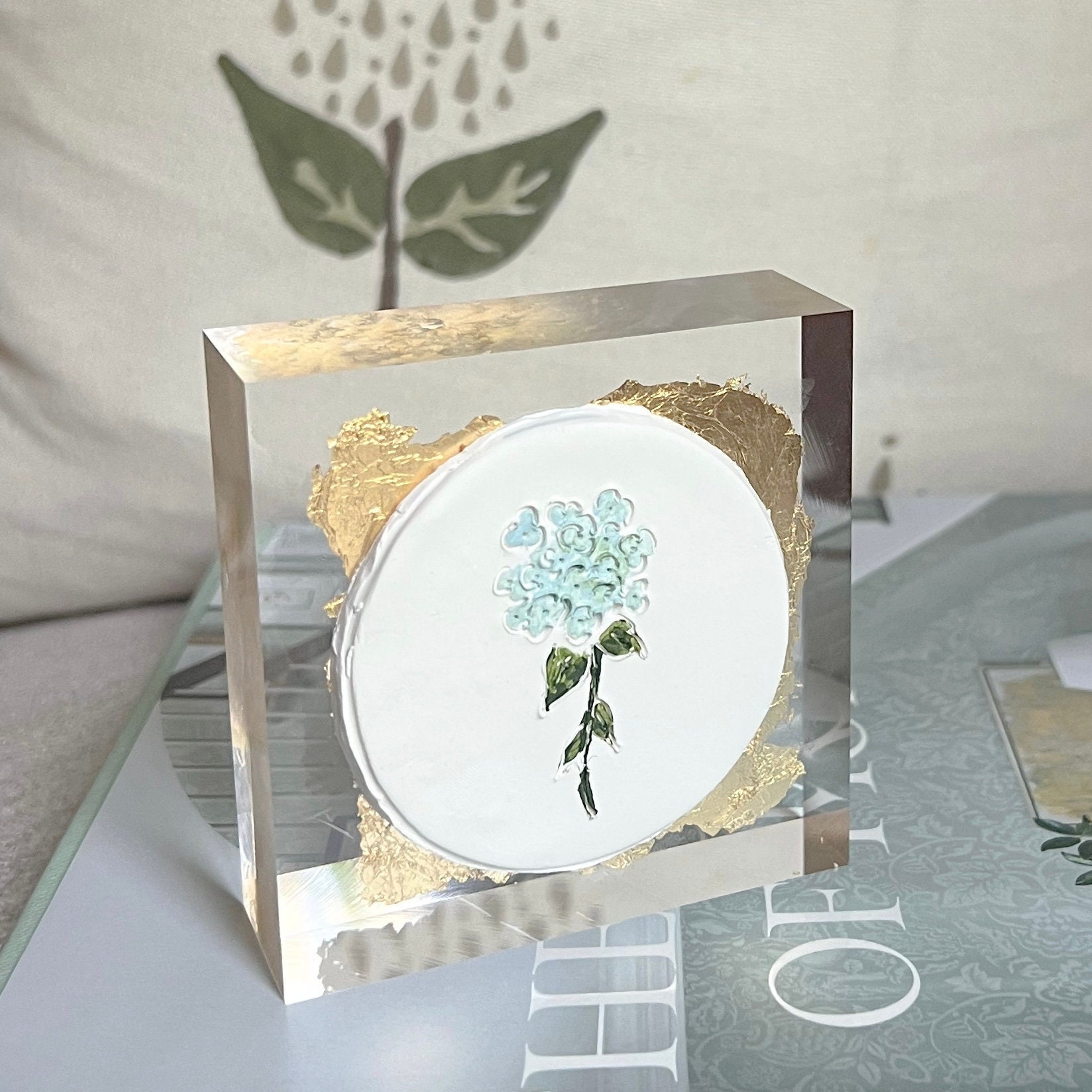 Hydrangea Intaglio Art on a 3x3 Acrylic Block - Etsy