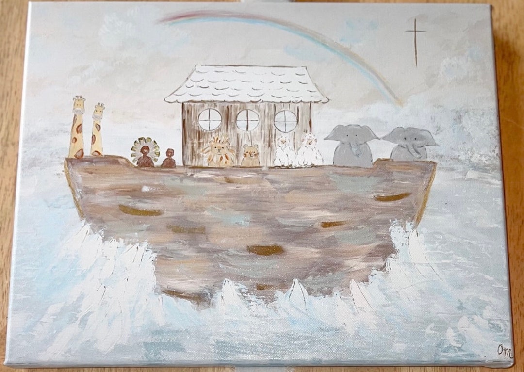 Noah’s Ark Art Print on Canvas or Fine Art Paper Nursery Art - Etsy