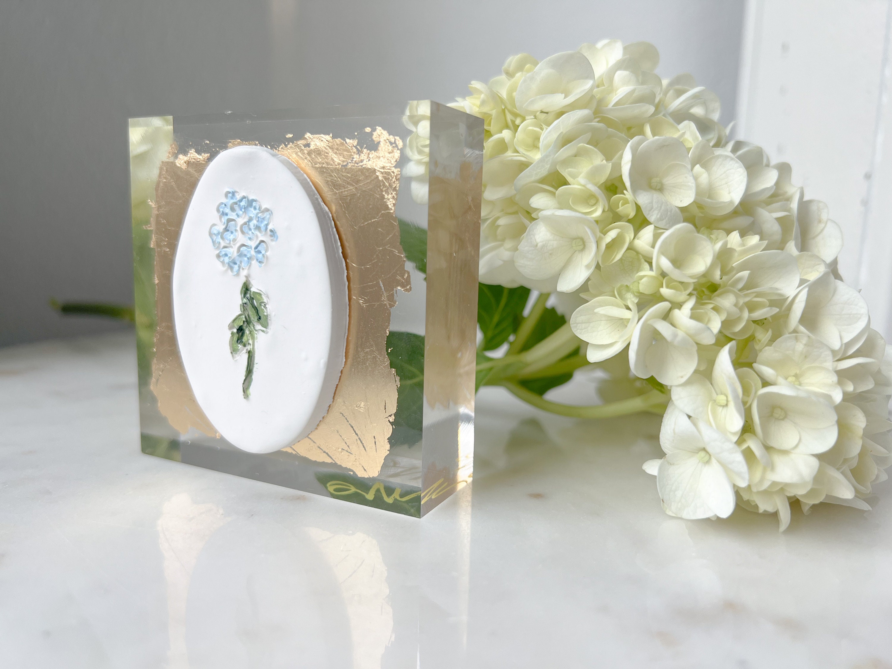 Hydrangea Intaglio Art on a 3x3 Acrylic Block - Etsy