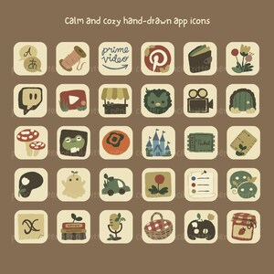 Vintage Cottagecore App Icons / Cozy Fall Forest Aesthetic | Hand Drawn ...