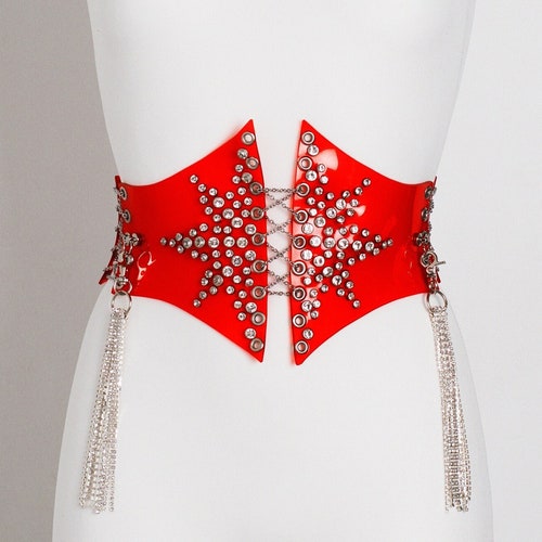 Red Vinyl STAR Belt | Etsy