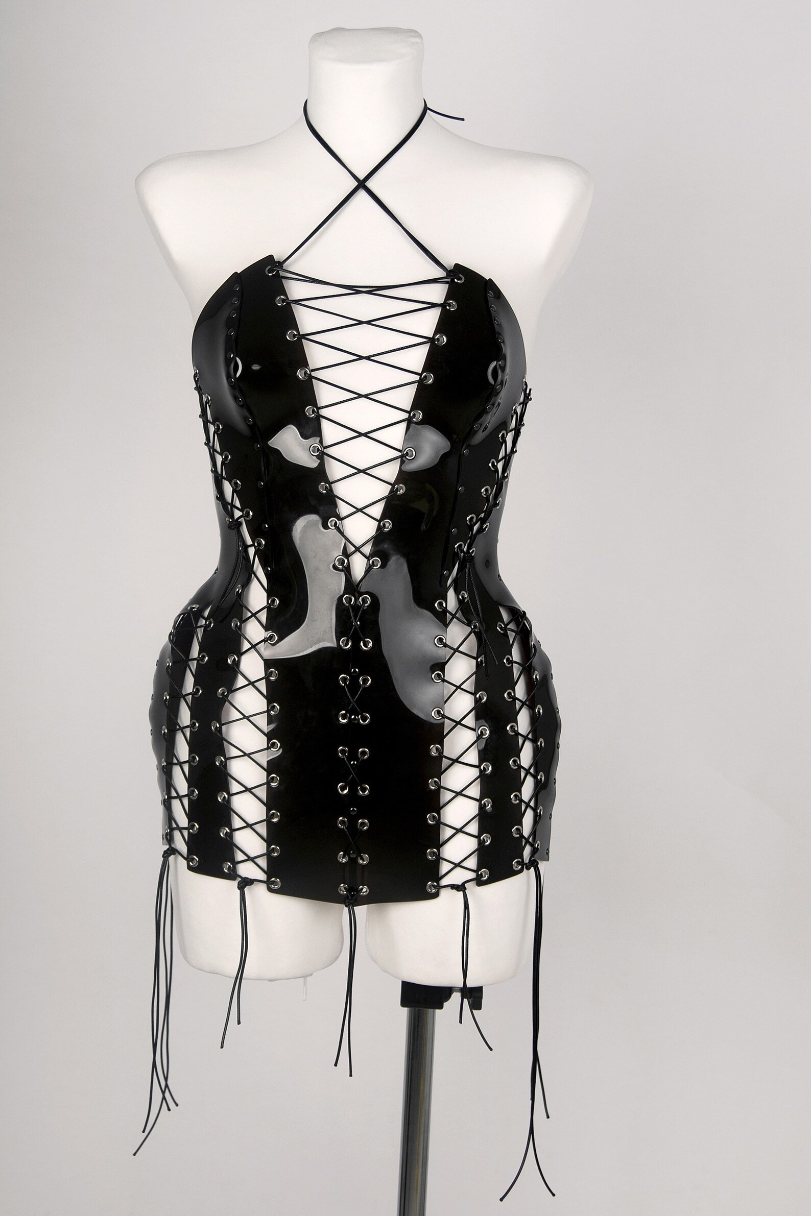 Dark Vinyl Lace-up Dress - Etsy