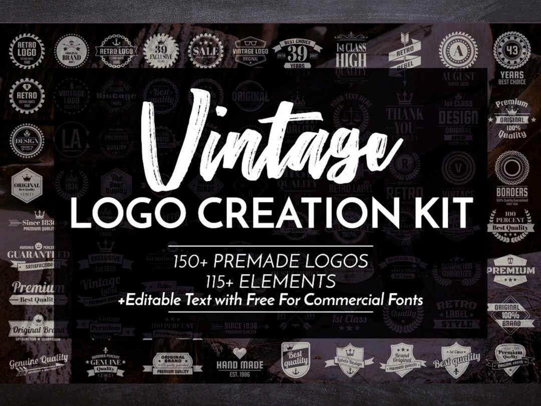 Vintage Logo Creation Kit for Adobe Illustrator and Photoshop - Design ...