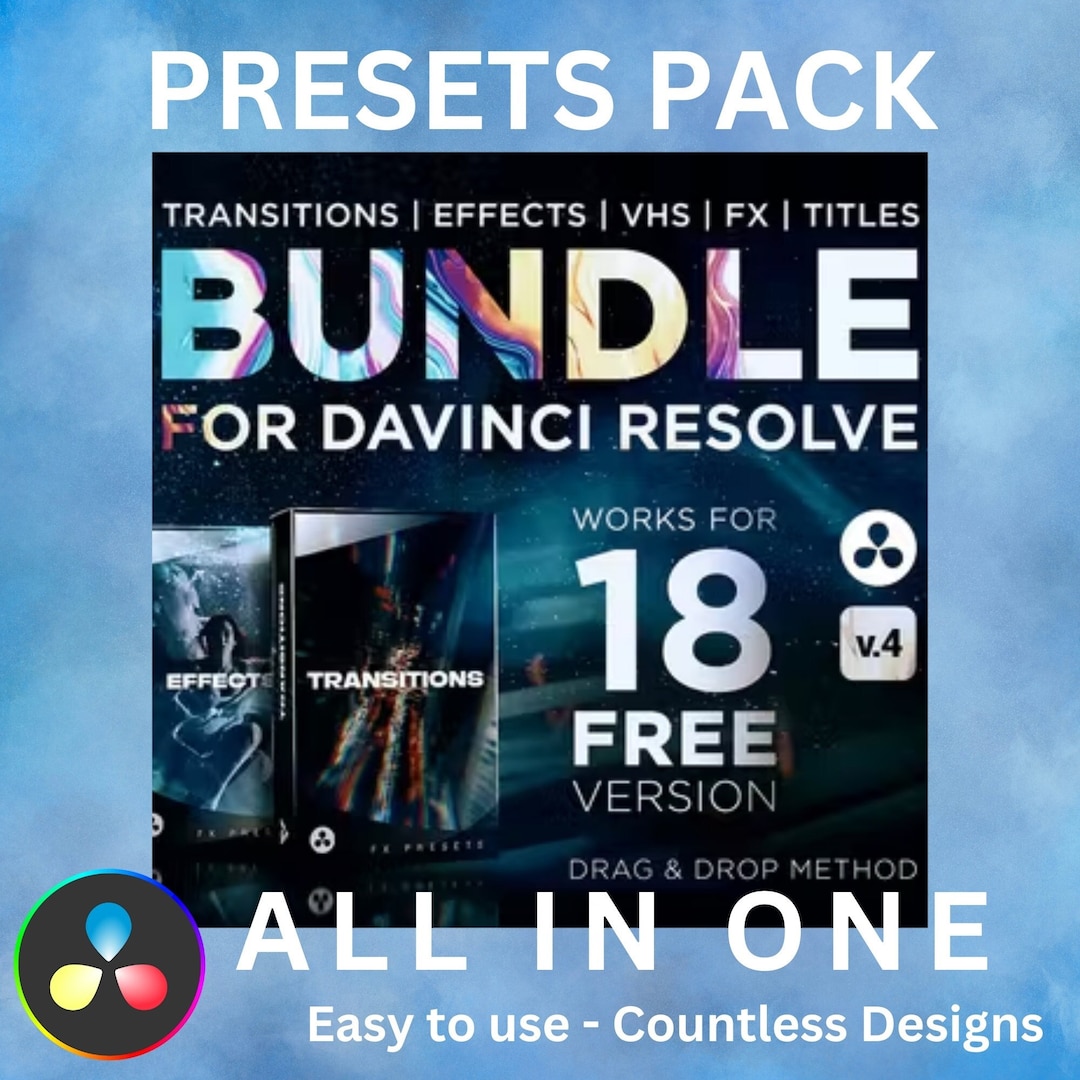 Montage Presets Pack for Davinci Resolve | Video Transitions, Titles, Effects, VHS, Luts, FX ...