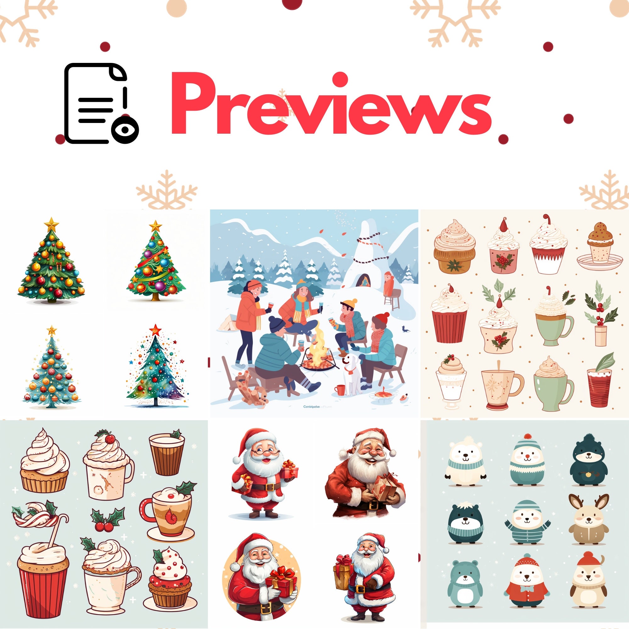 500+ Midjourney Christmas Clipart and Winter AI Art Prompts, Festive ...