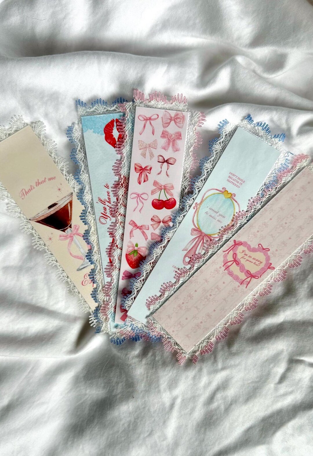 Sabrina Carpenter Inspired Lyric Bookmarks With Pink Blue Lace for ...