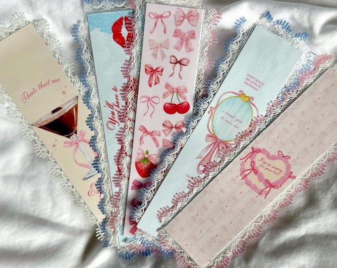 Sabrina Carpenter Inspired Lyric Bookmarks With Pink Blue Lace for ...