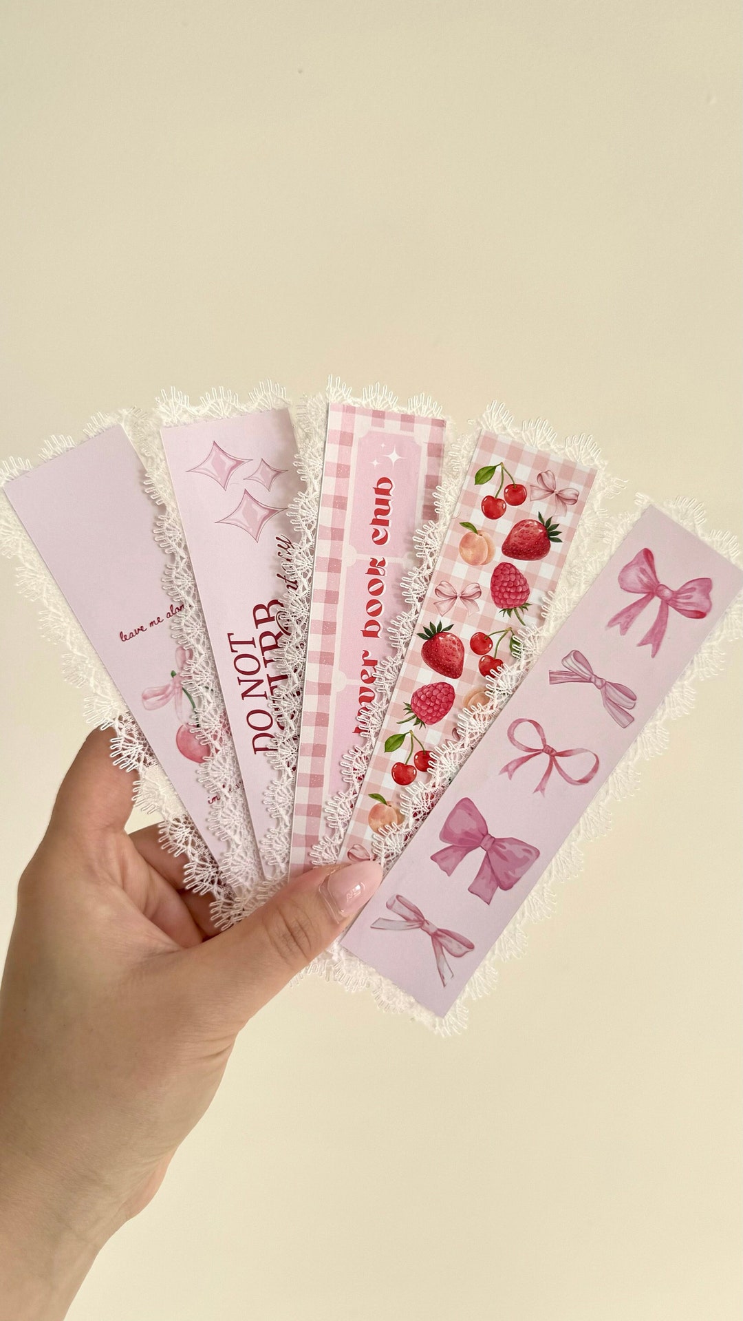 Lace Bow Pink Coquette Bookmarks for Bookish Romance Readers - Etsy